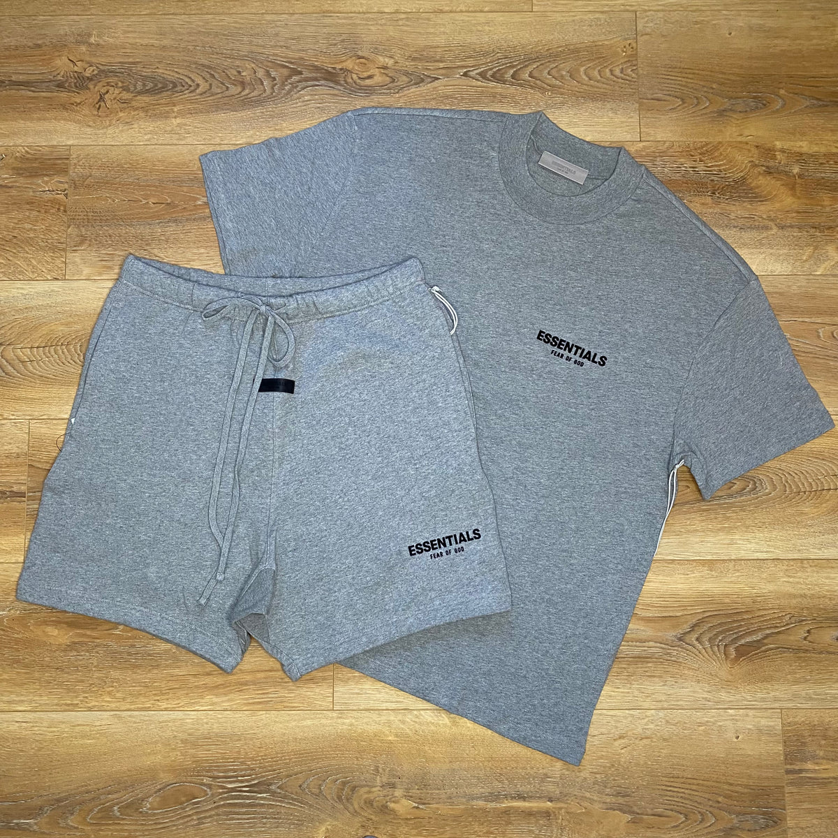 Fear of God ESSENTIALS - Dark Heather Oatmeal Full Short Set (SS22 ...